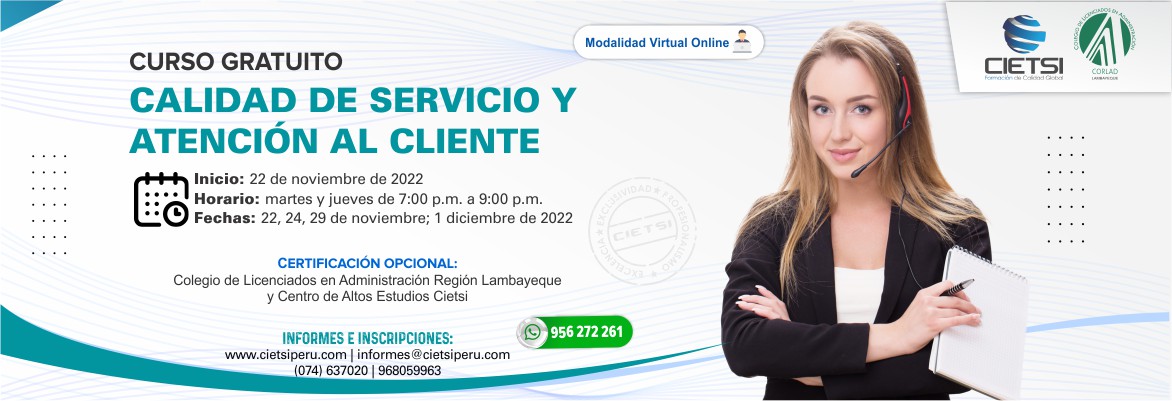 CURSO GRATUITO CALIDAD DE SERVICIO Y ATENCIÓN AL CLIENTE